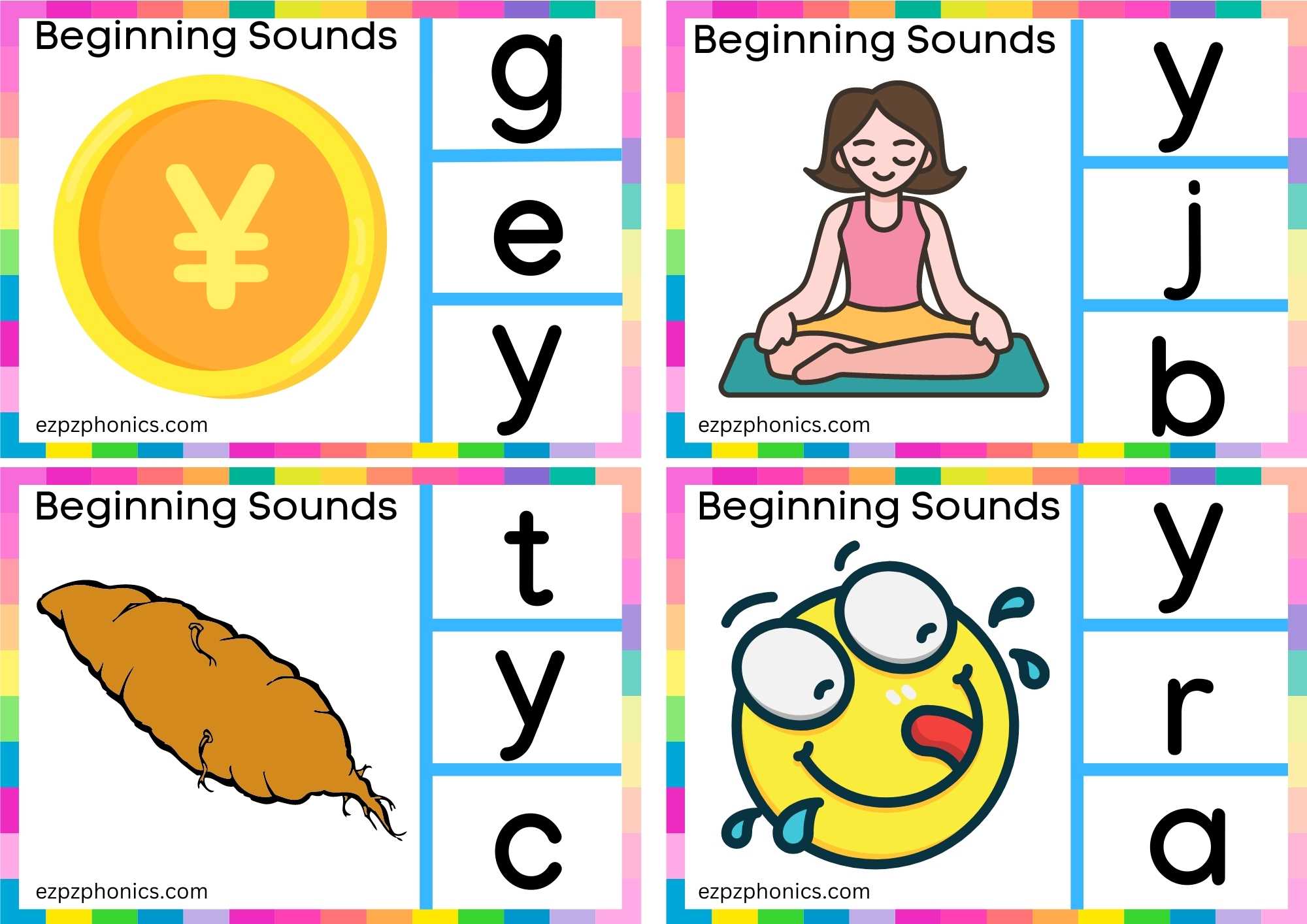 3 Y Beginning Sound Clip Cards - ezpzphonics.com